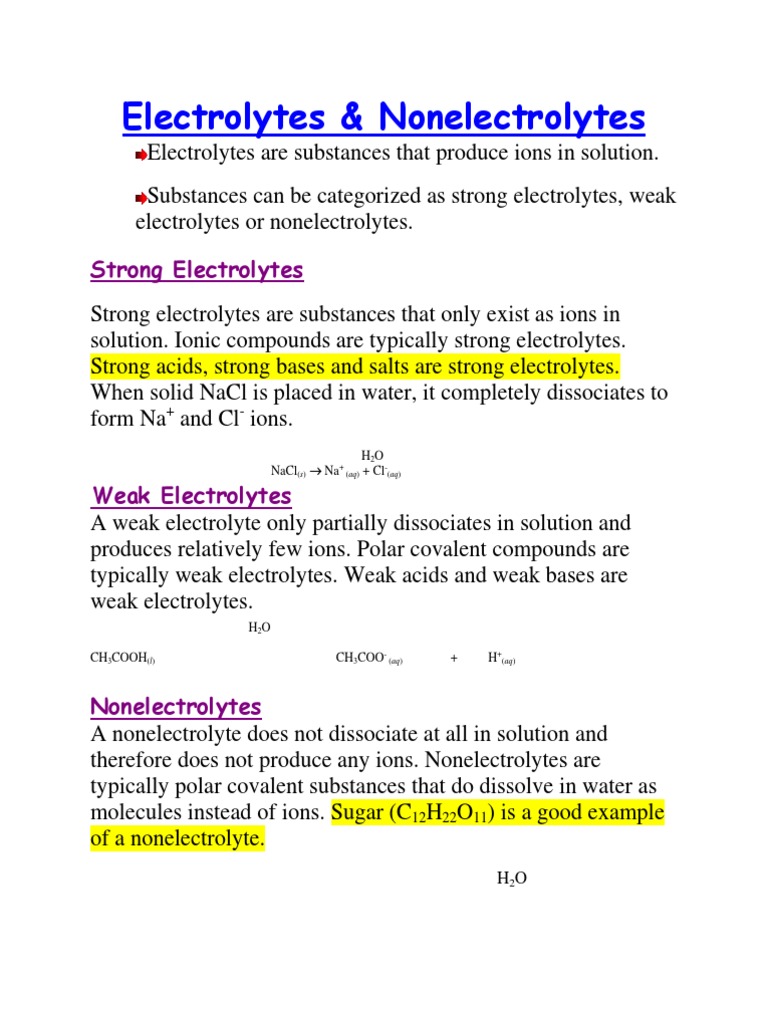 2b Electrolytes | PDF | Electrolyte | Chloride