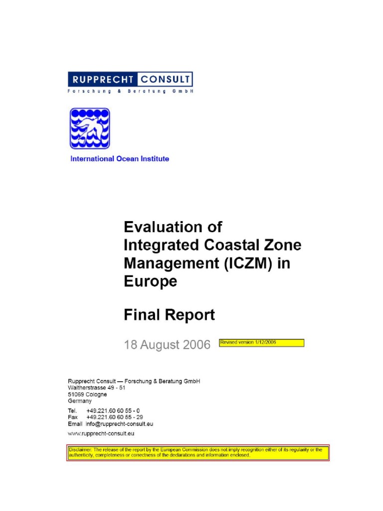 Evaluation of Integrated Coastal Zone Management (ICZM) in Europe ...