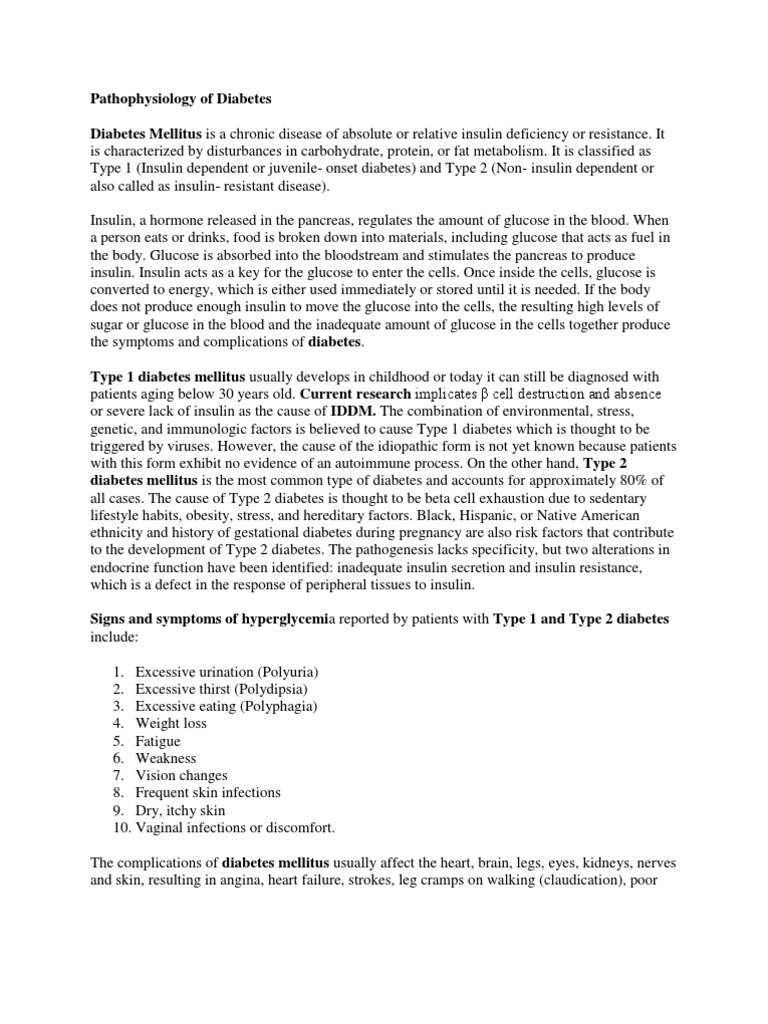 Pathophysiology of DM | PDF | Diabetes Mellitus Type 1 | Diabetes Mellitus