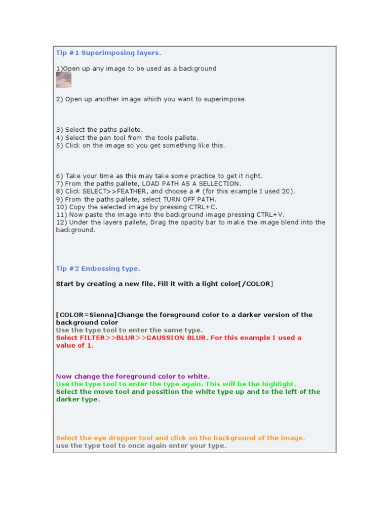Tip #1 Superimposing Layers.: Start by Creating A New File. Fill It ...