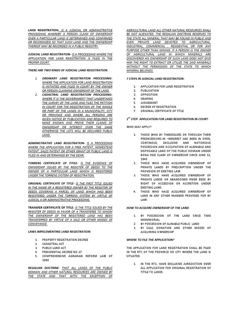 Land Registration | PDF | Judgment (Law) | Deed
