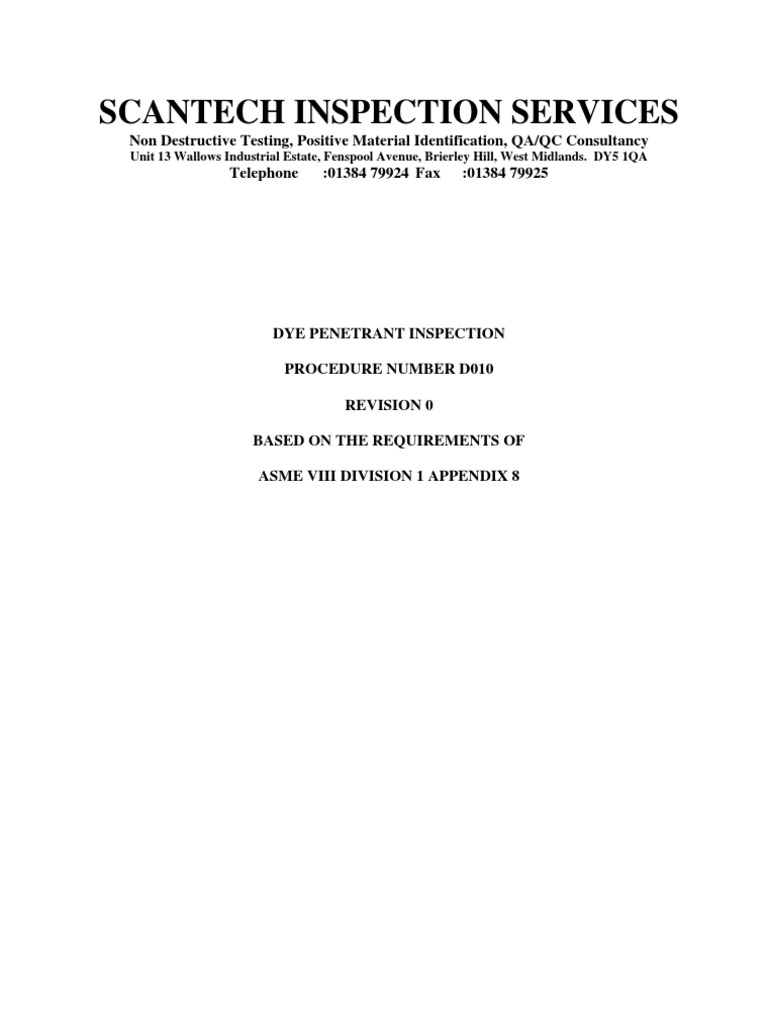 DP Test Procedure | PDF | Ultraviolet | Applied And Interdisciplinary ...