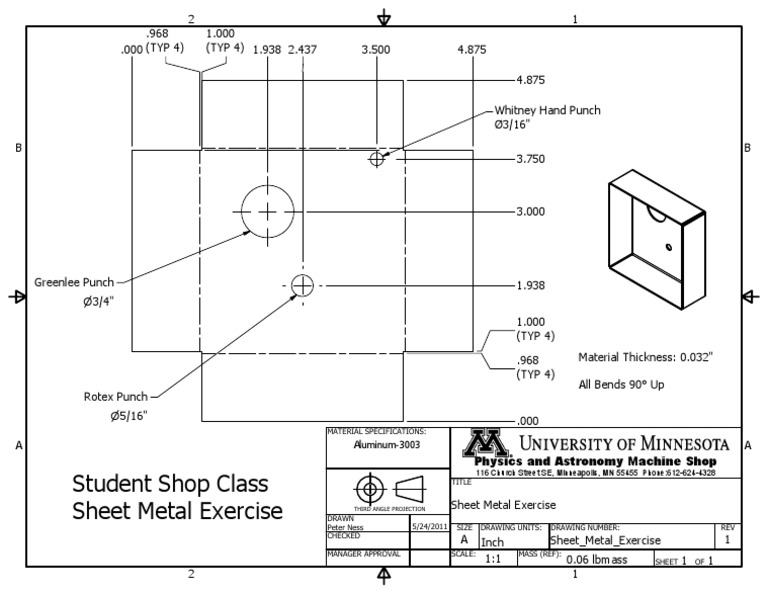Sheet Metal Exercise Drawing Guide | PDF | Technology & Engineering ...
