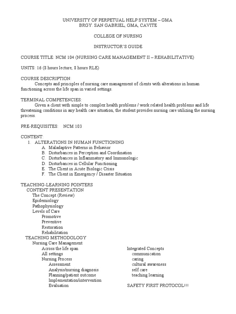 NCM 104 IG Lec - DOC CARL | PDF | Coping (Psychology) | Schizophrenia NCM 104 IG Lec - DOC CARL | PDF | Coping (Psychology) | Schizophrenia