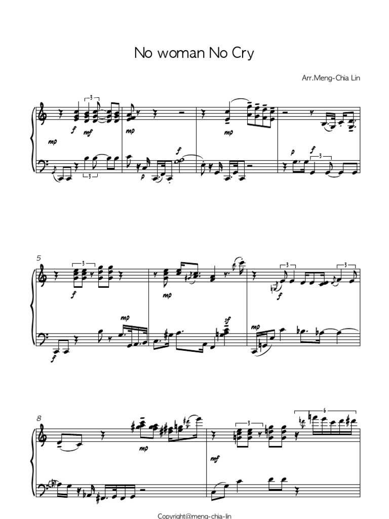 No Woman No Cry Piano