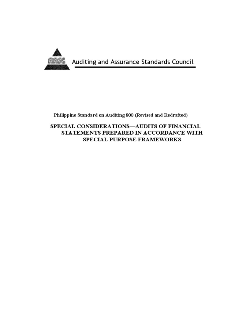 PSA-800 Special Consideration - Audits of FSs Prepared in Accord With ...
