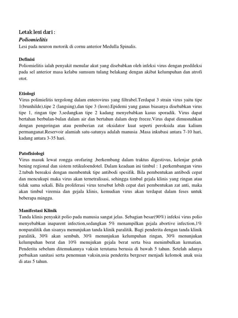 Letak Lesi Dari PM, GBS, MG | PDF | Kesehatan Holistik | Sains & Matematika