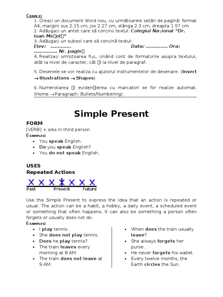 Word - Marcatori - Simple Present | PDF | Onomastics | Linguistics
