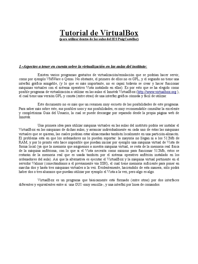 Manual Virtual Box | PDF | Archivo de computadora | Sistema operativo