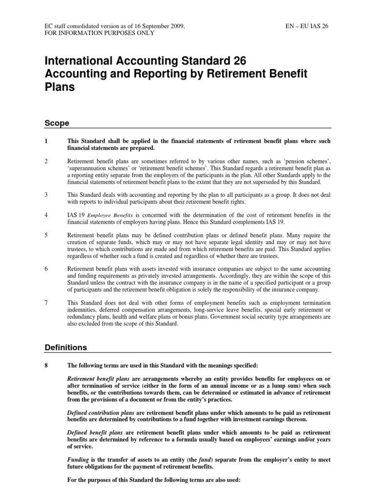 IAS 26: Accounting & Reporting by Retirement Benefit Plans | PDF | Finance & Money Management