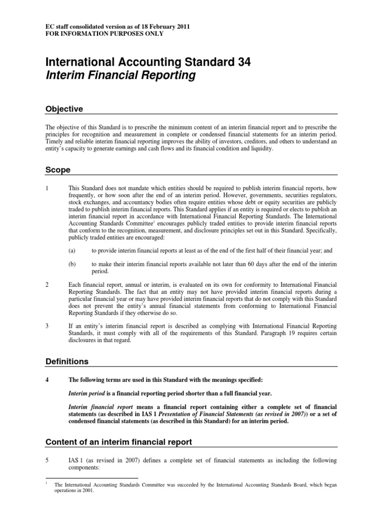 IAS 34: Interim Financial Reporting | PDF | International Financial ...