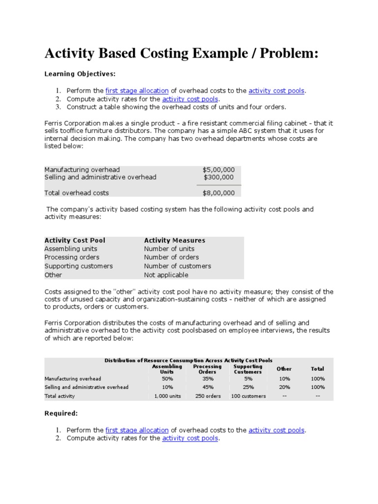 Activity Based Costing Example | PDF | Accountability | Business Economics