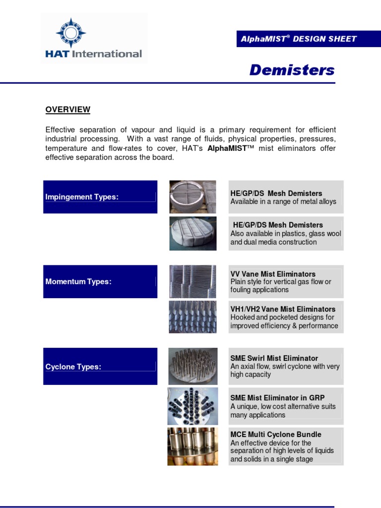 AlphaMIST Mist Eliminators | PDF | Drop (Liquid) | Liquids