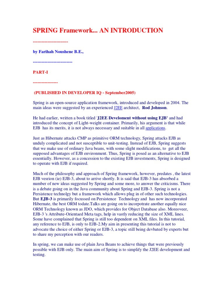 SPRING Framework | PDF