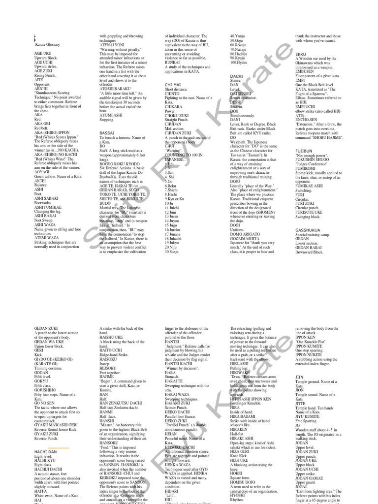 Karate Terminology | Karate | Japanese Martial Arts