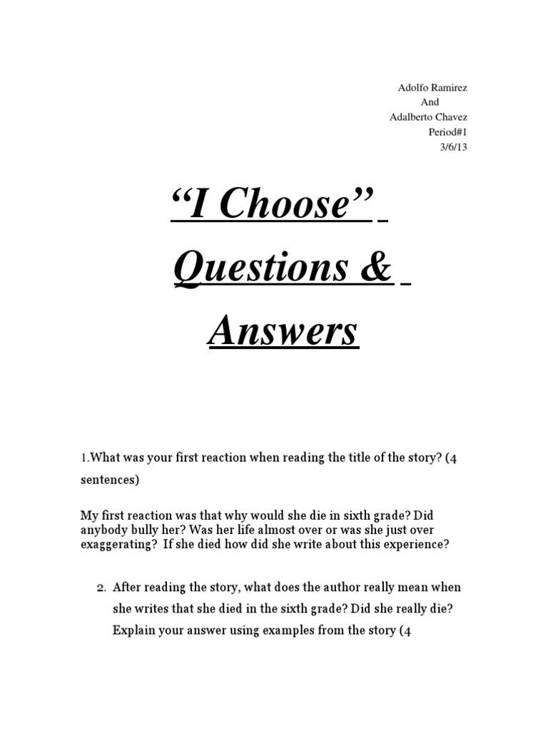 "I Choose" Questions & Answers: Adolfo Ramirez and Adalberto Chavez ...