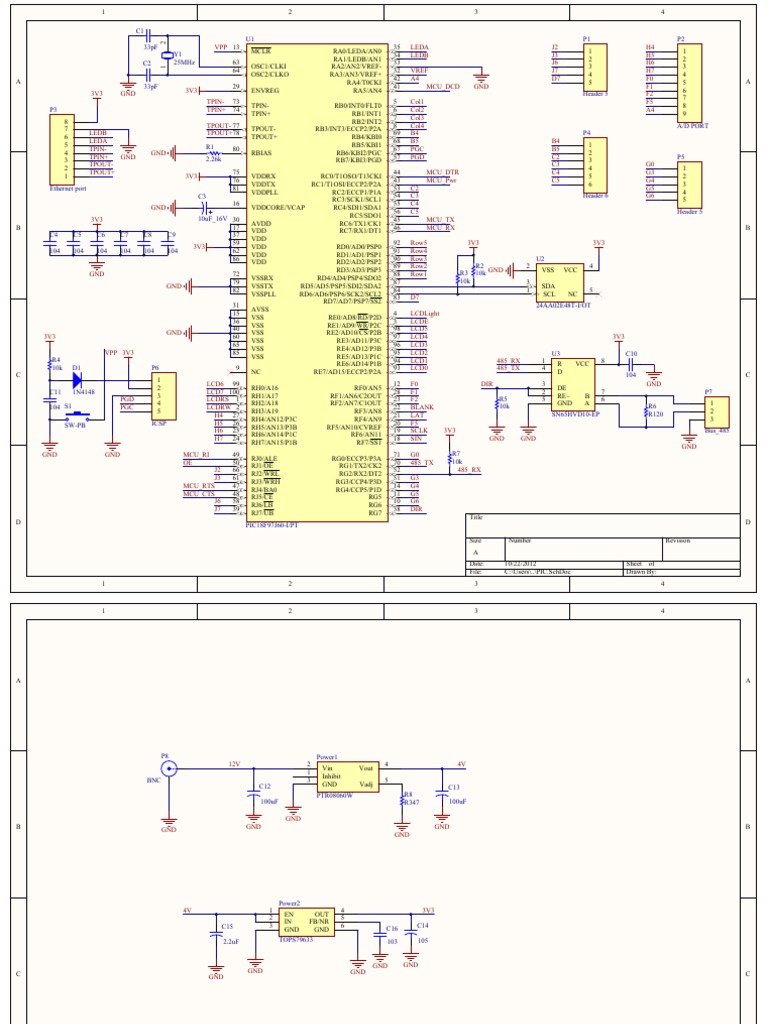 PIC18F97J60 Microcontroller Schematic | PDF | Electrical Engineering | Electronic Engineering