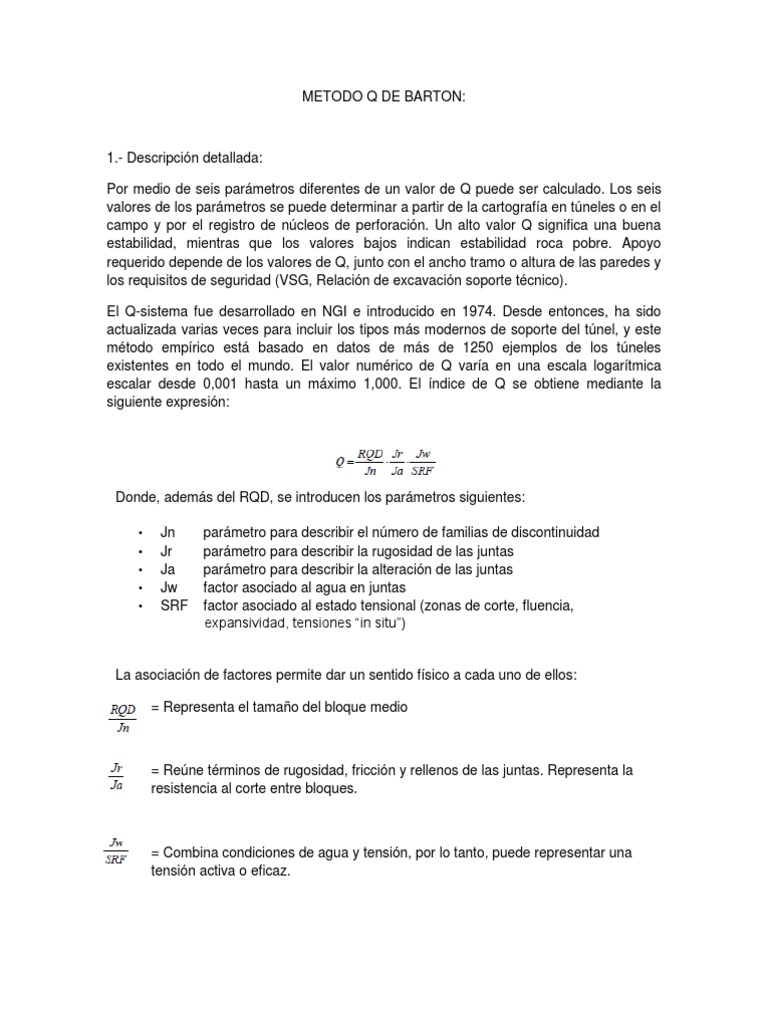 Metodo Q de Barton | PDF | Túnel | Empirismo