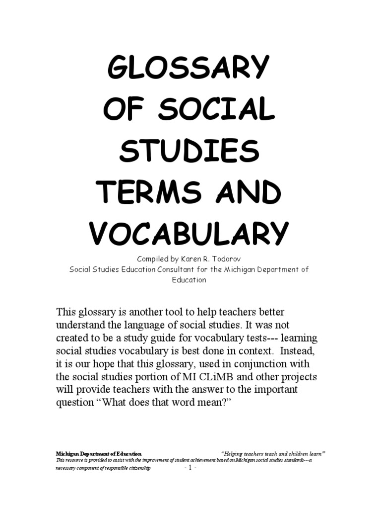 Glossary Social Studies Terms | PDF | Federal Government Of The United ...