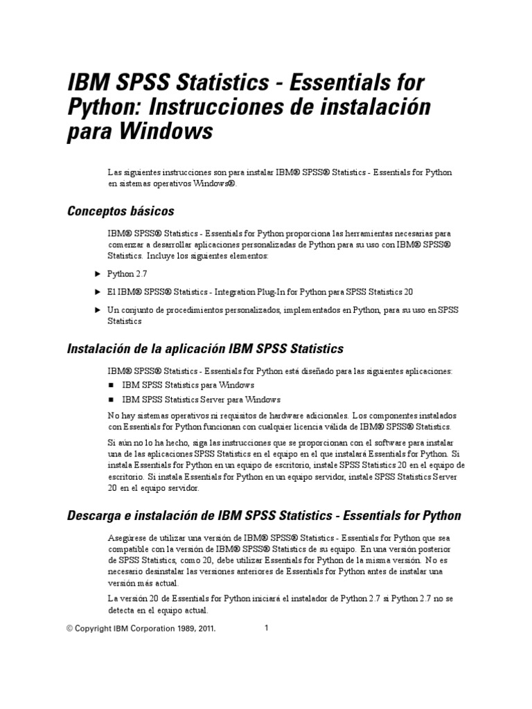 Essentials For Python Installation Instructions 20 Win | PDF | Spss ...