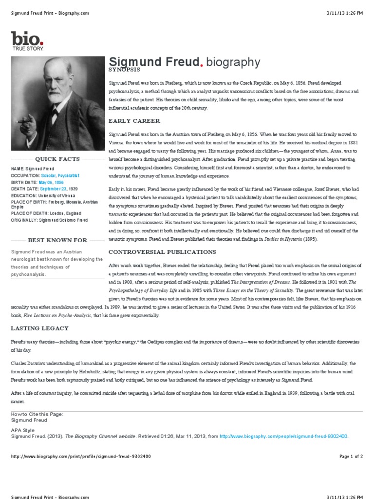 Sigmund Freud - Biography | PDF | Sigmund Freud | Psychoanalysis