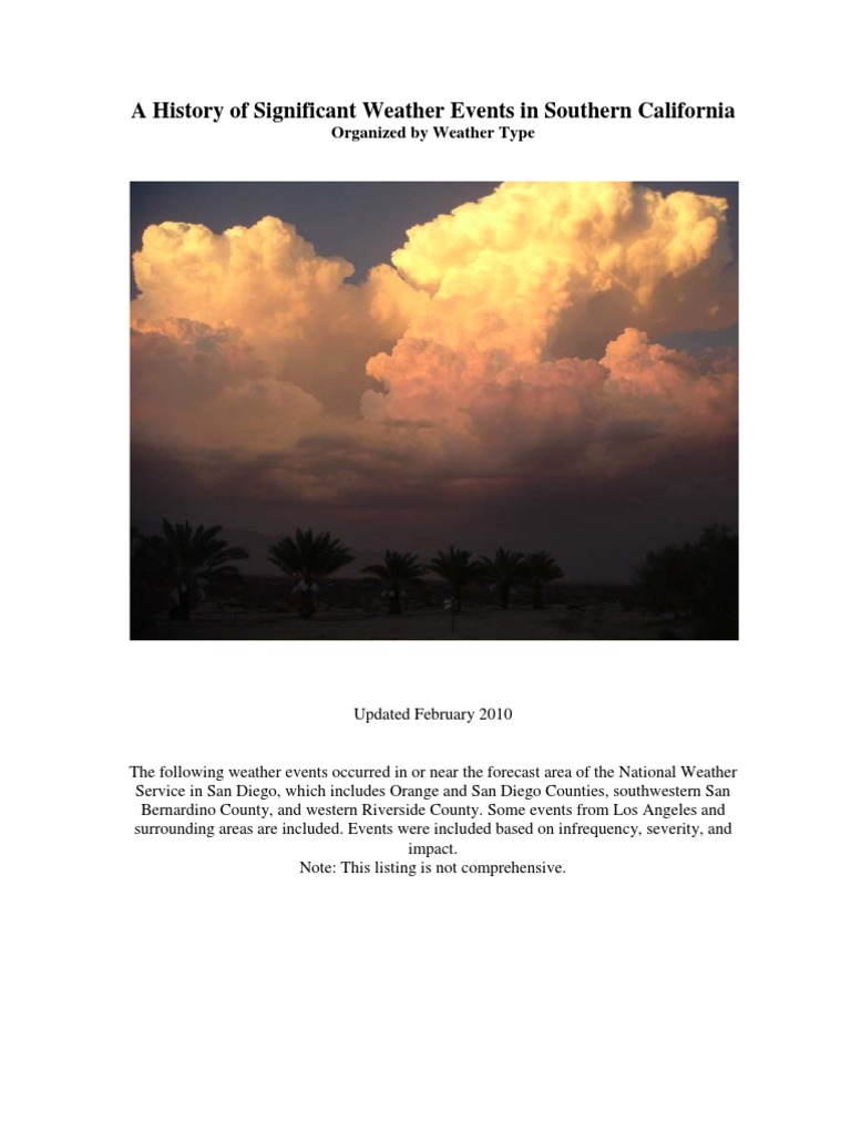 A History of Significant Weather Events in Southern California | PDF ...