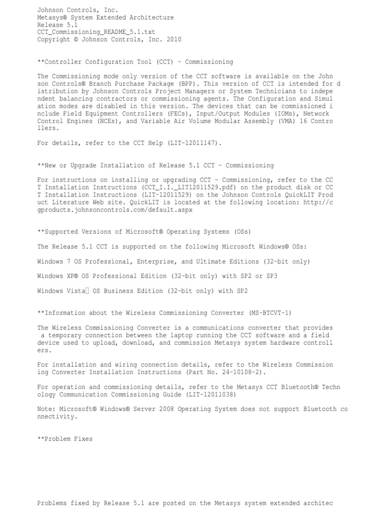 CCT Commissioning README 5.1 | PDF | Microsoft Windows | Operating System