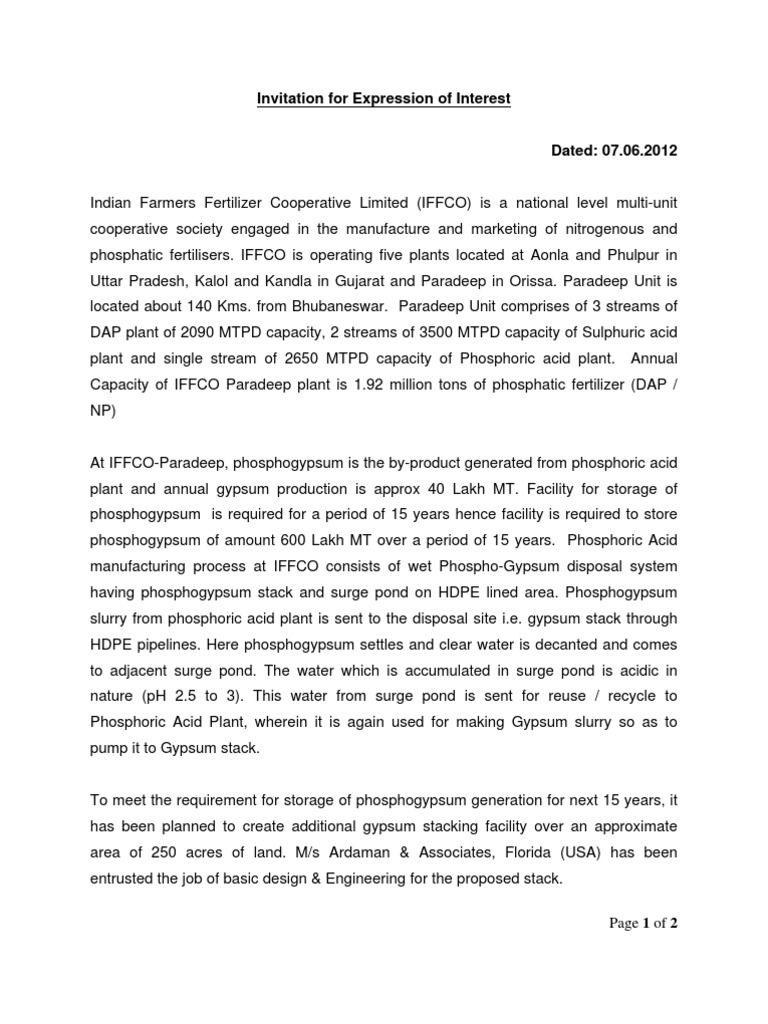 Expression of Interest | PDF | Fertilizer | Fertiliser