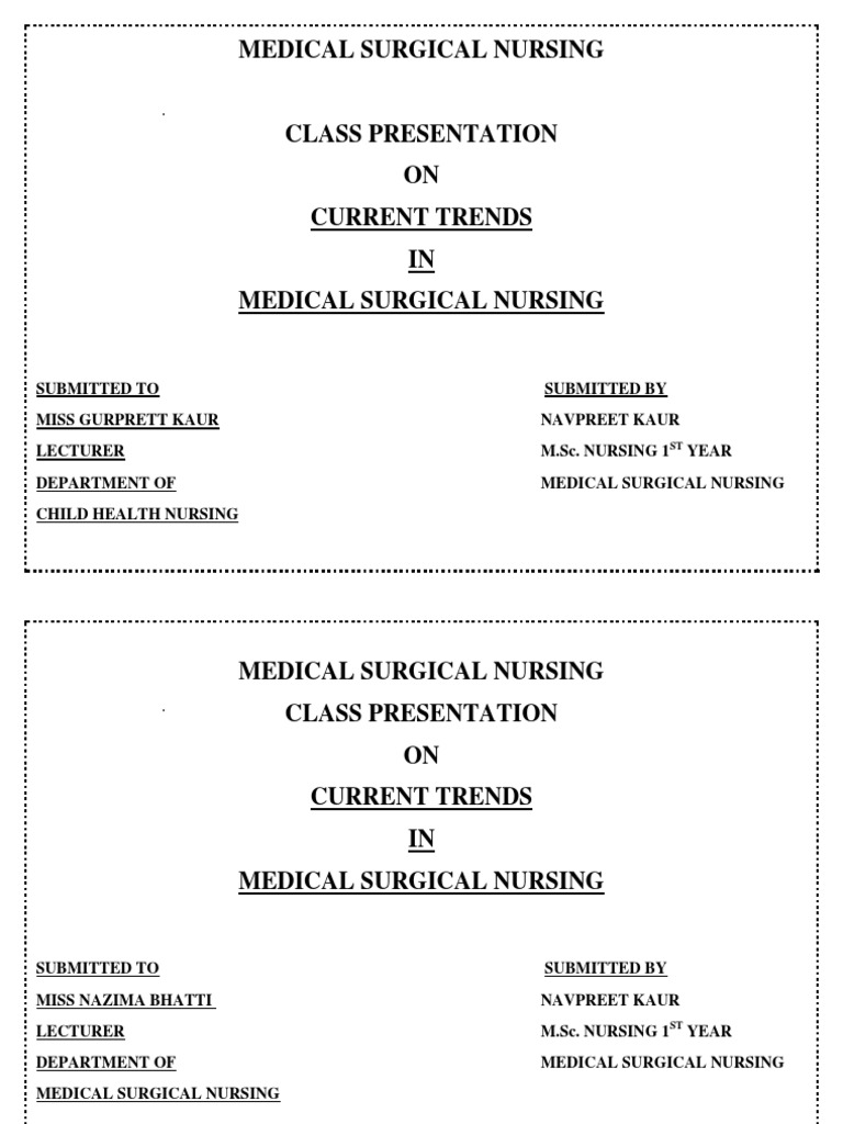 Current Trends in Medical Surgical Nursing | PDF | Nursing | Chronic ...