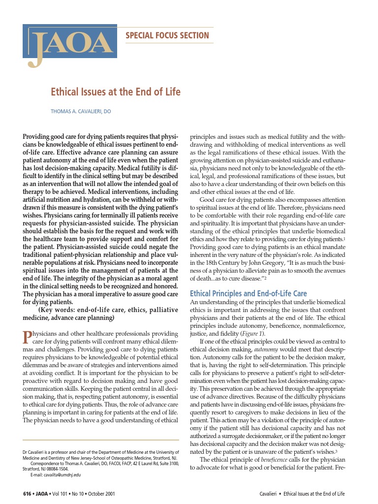 Ethical Issues at The End of Life | PDF | Medical Ethics | End Of Life Care