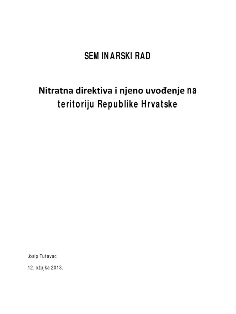 Nitratna Direktiva U Republici Hrvatskoj | PDF