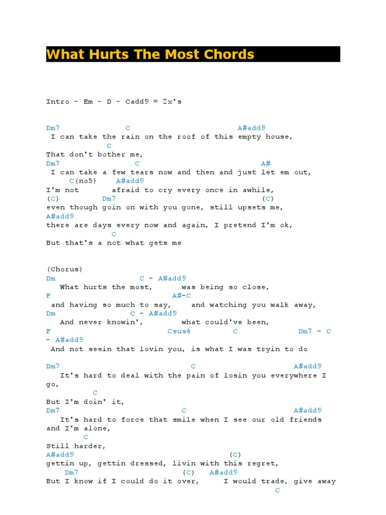 What Hurts The Most Chords | PDF | Leisure | Nature