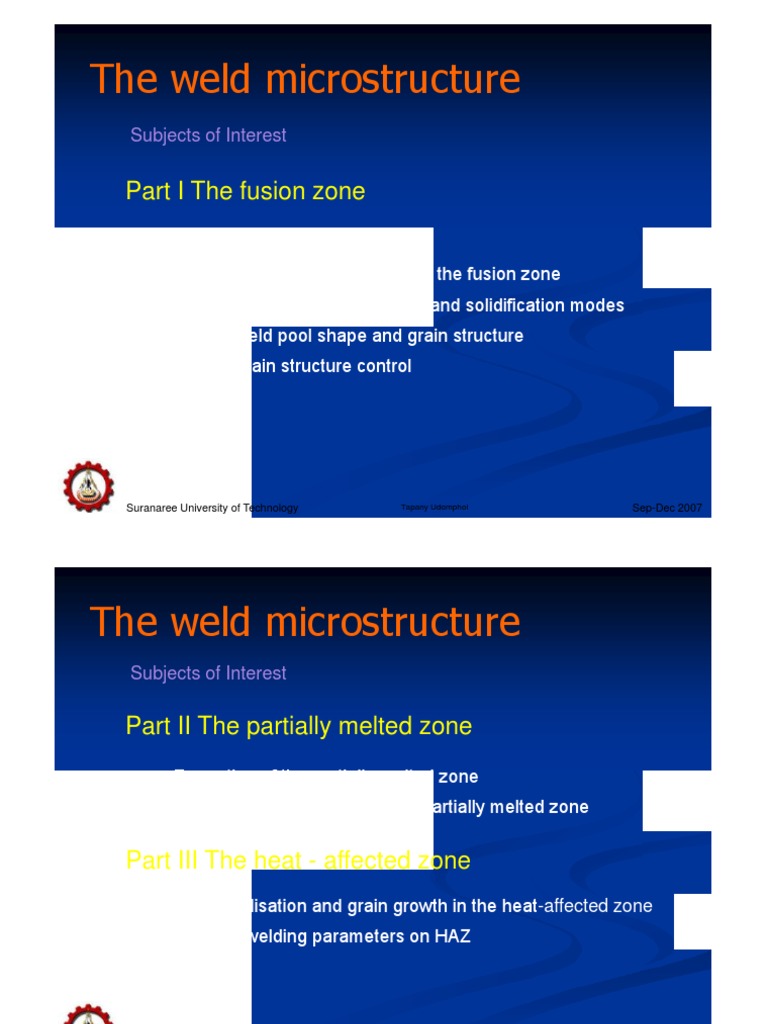 The Weld Microstructure: Part I The Fusion Zone | PDF