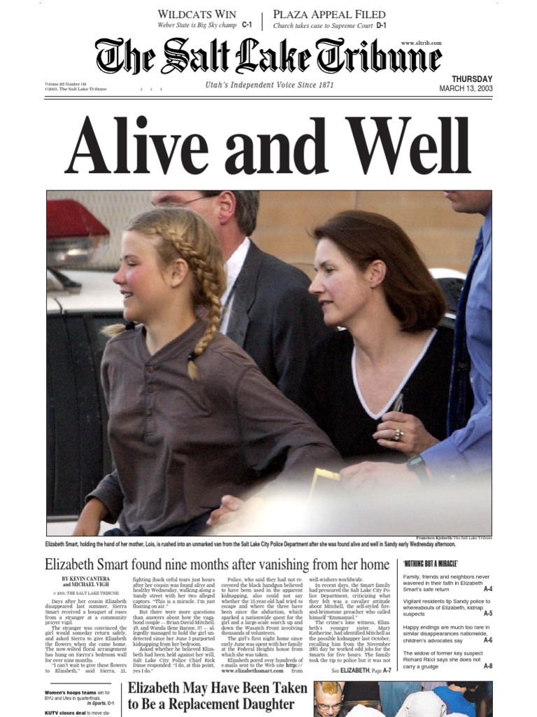 Elizabeth Smart Found Front Page - The Salt Lake Tribune | Download ...