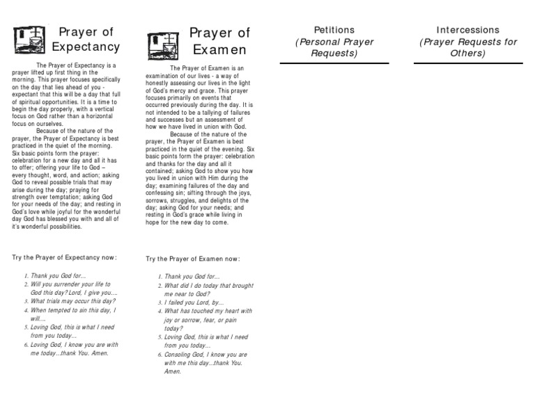 Prayer of Expectancy and Examen Bookmarks | PDF | Monotheism | Prayer