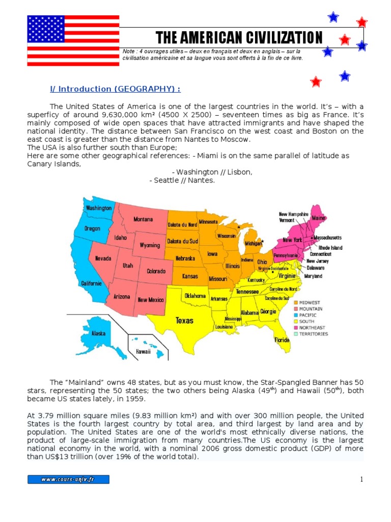 The American Civilization: I/ Introduction (GEOGRAPHY) | PDF