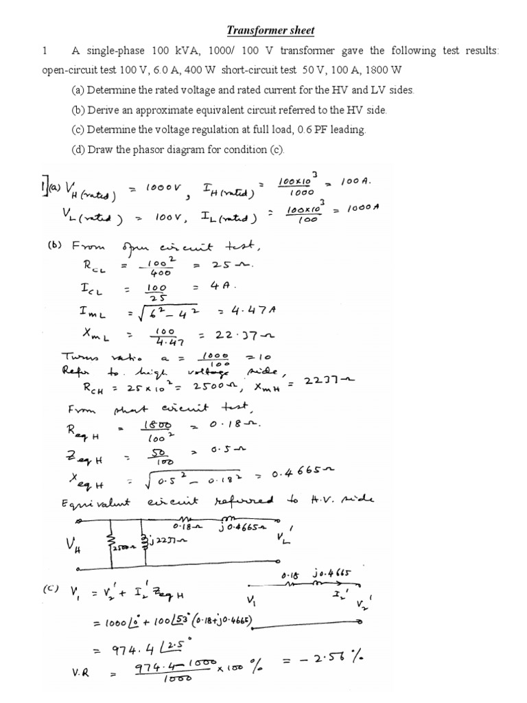 Transform Sheet Solution | PDF | Transformer | Electrical Impedance