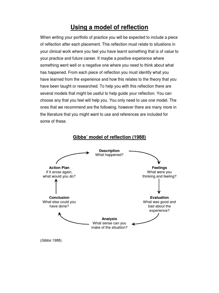 Using A Model of Reflection | PDF | Reflective Practice | Decision Making