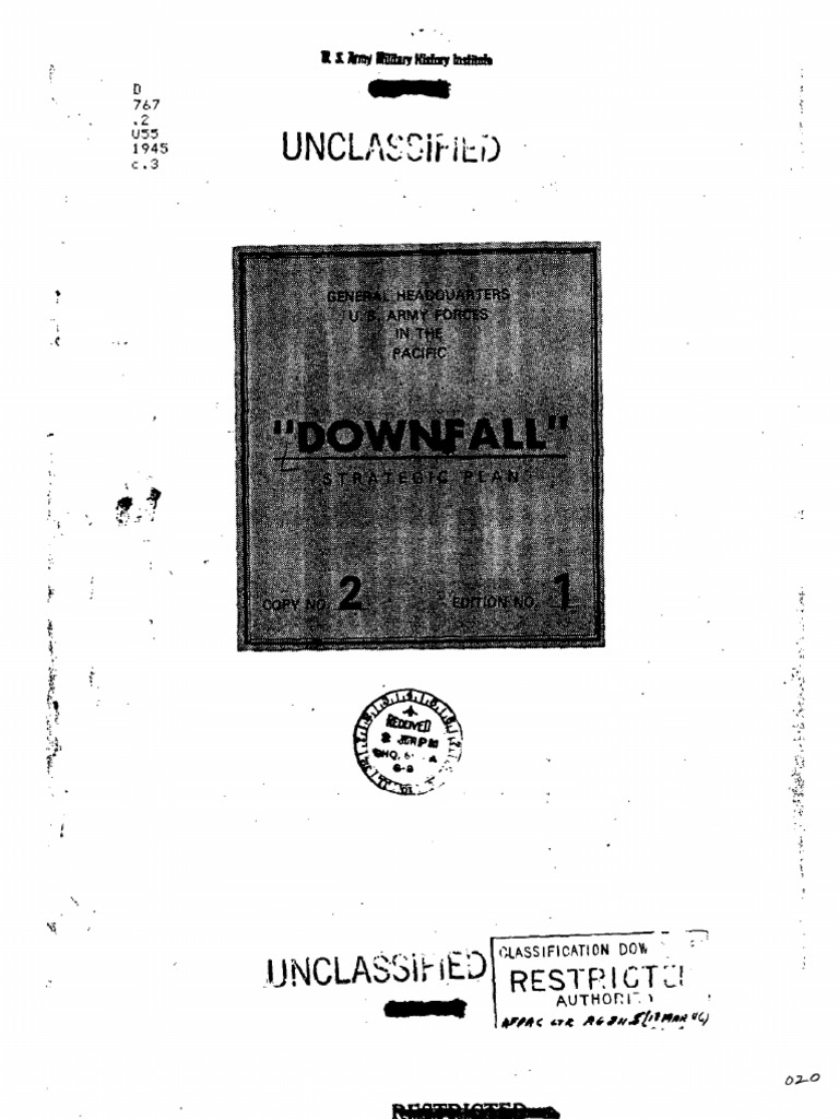 1945 US Army WWII Operation Downfall Invasion of Japan 26p. | PDF ...