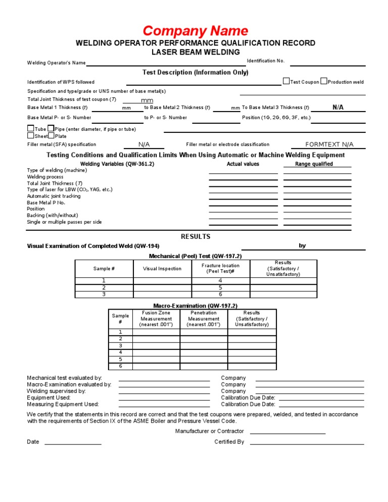 Laser Beam Welding Operator Qualification | PDF | Welding | Construction