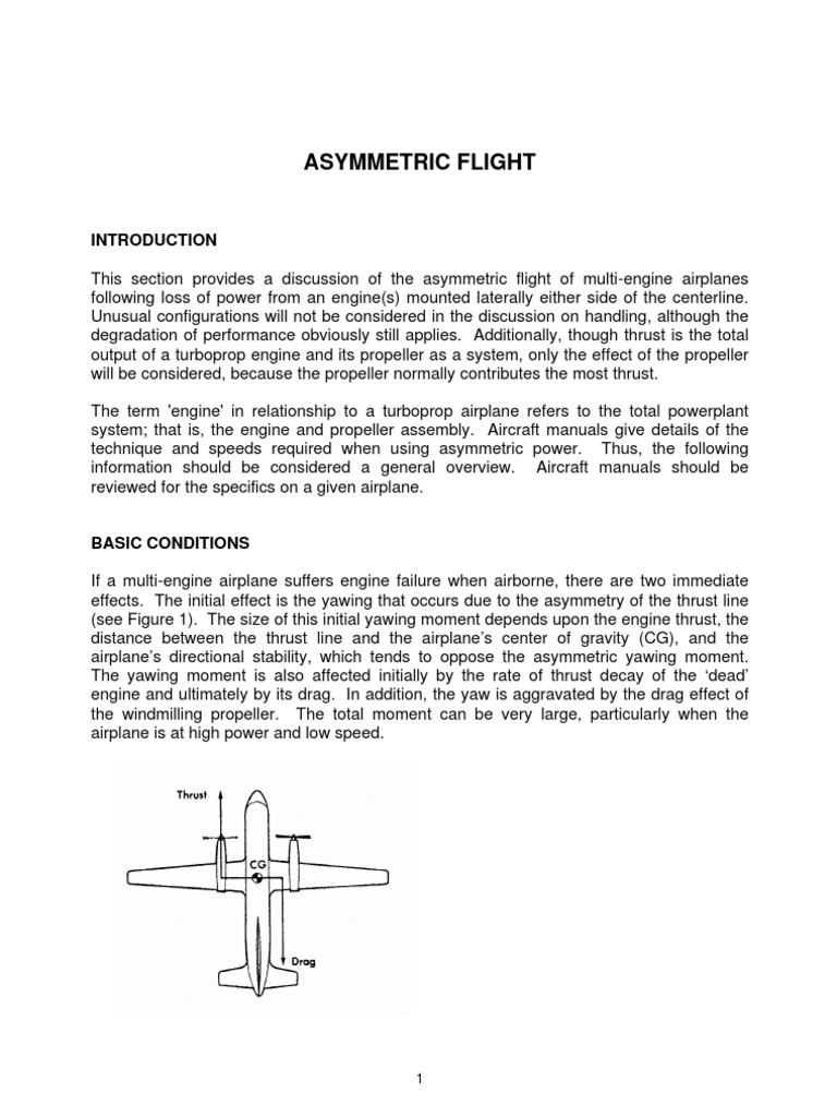 Asymmetric Flight | PDF | Flight Dynamics (Fixed Wing Aircraft) | Airplane