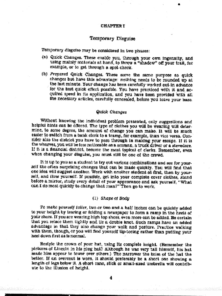 WWII OSS Covert Spy Disguise Methods 11p. | PDF | Espionage | Military ...