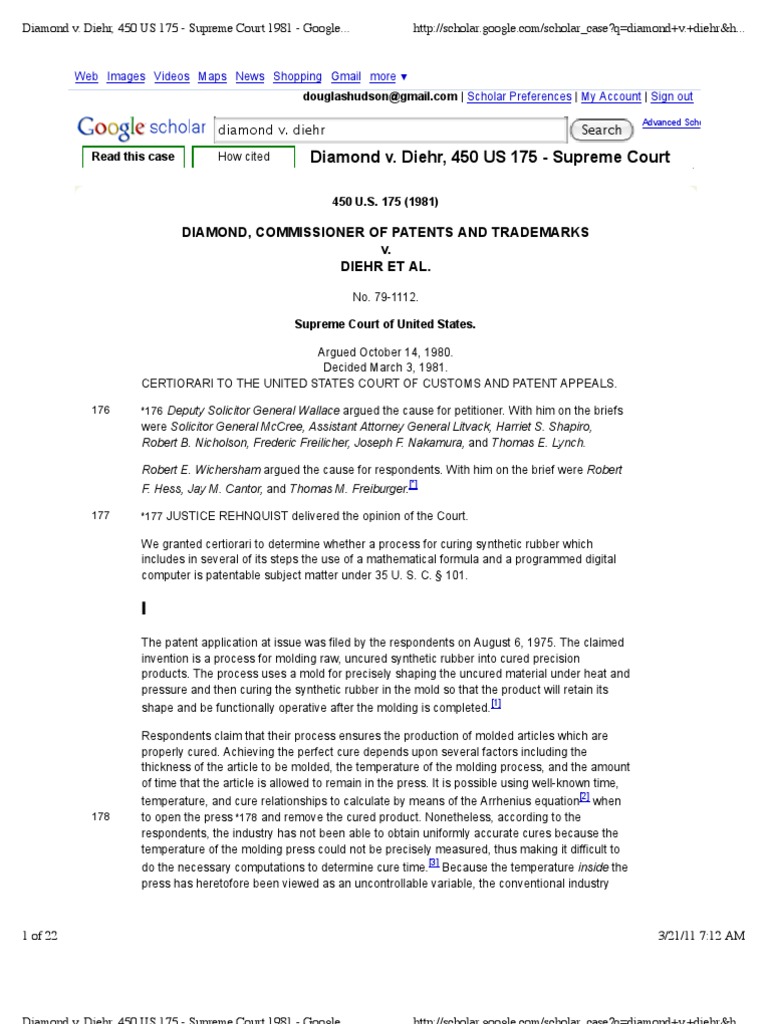Diamond v. Diehr | PDF | Patent Claim | Patent