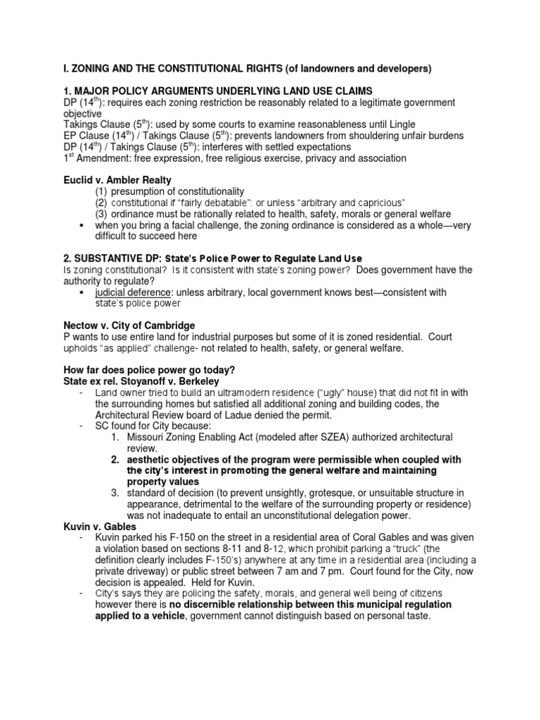 Land Use Outline | Download Free PDF | Rational Basis Review | Zoning