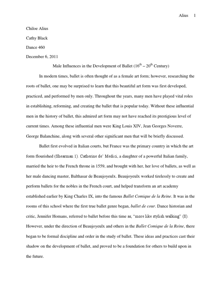 Dance 460 Ballet Research Paper | Ballet | Louis Xiv Of France