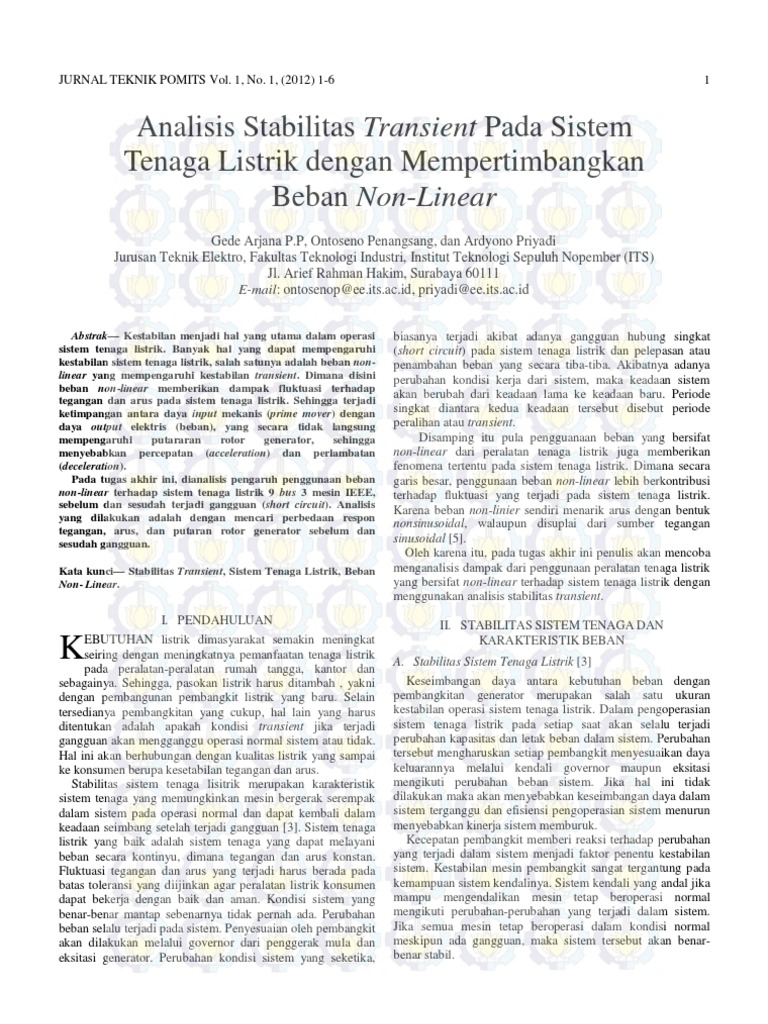 Analisis Stabilitas Transient Pada Sistem | PDF