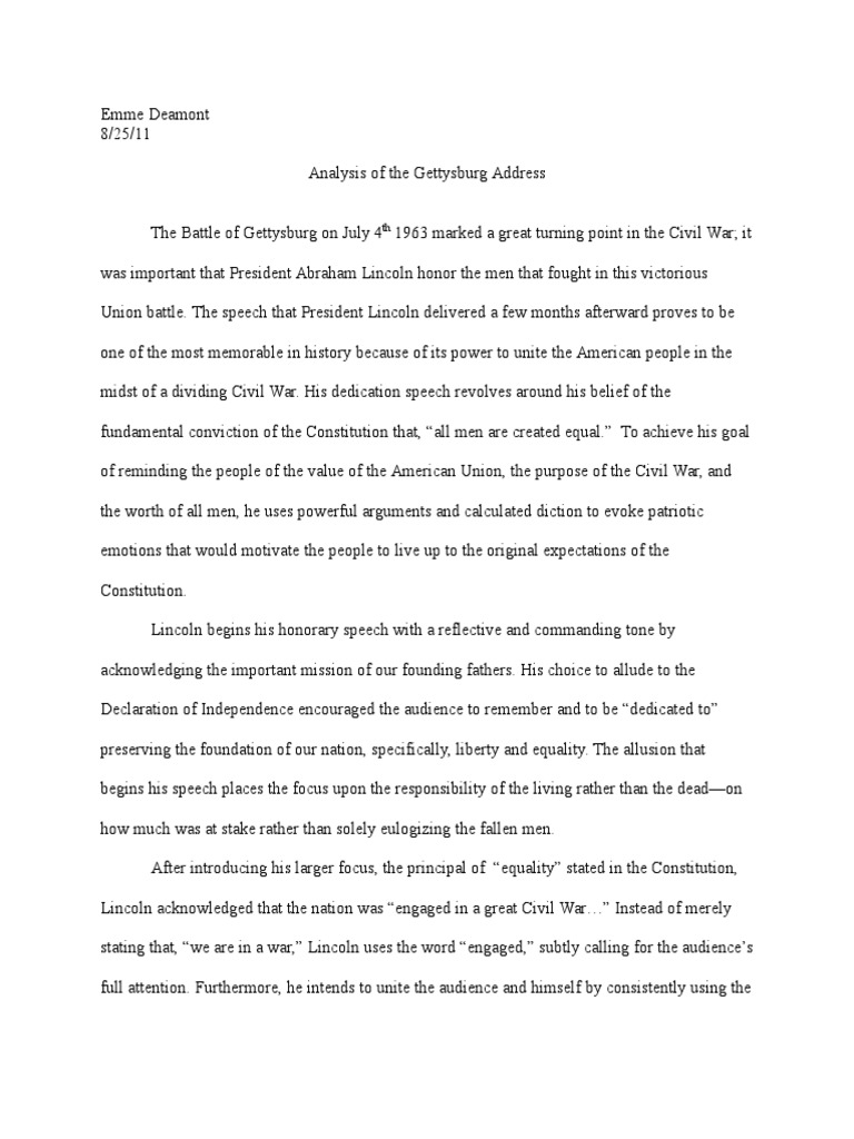 The Gettysburg Address | PDF | Abraham Lincoln | Battle Of Gettysburg