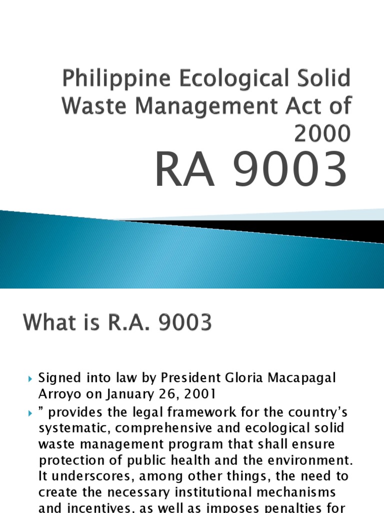 RA 9003 Framework Ecological Solid Waste | PDF | Waste Management ...