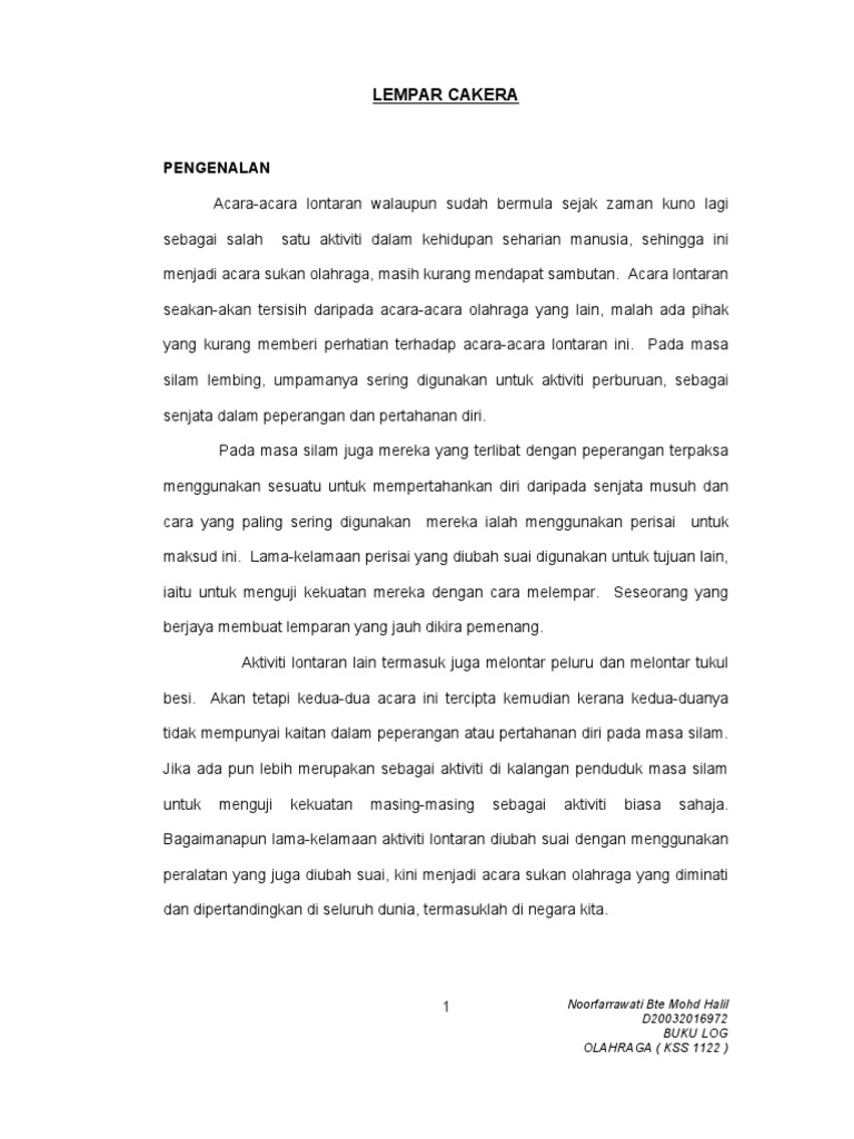 Lempar Cakera | PDF | Olahraga & Rekreasi