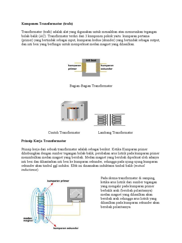 Komponen Transformator Serta Prinsip Kerjanya | PDF